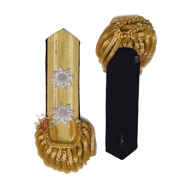 Shoulder/Epaulette Gold Wire Braid Bullion with Fringes & 2 Silver Sta ...
