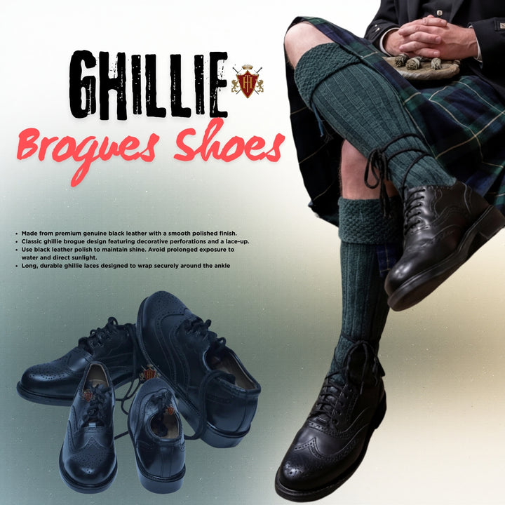 Scottish Ghillie Brogues High Quality Black Kilt Shoes – Tartan Heritage